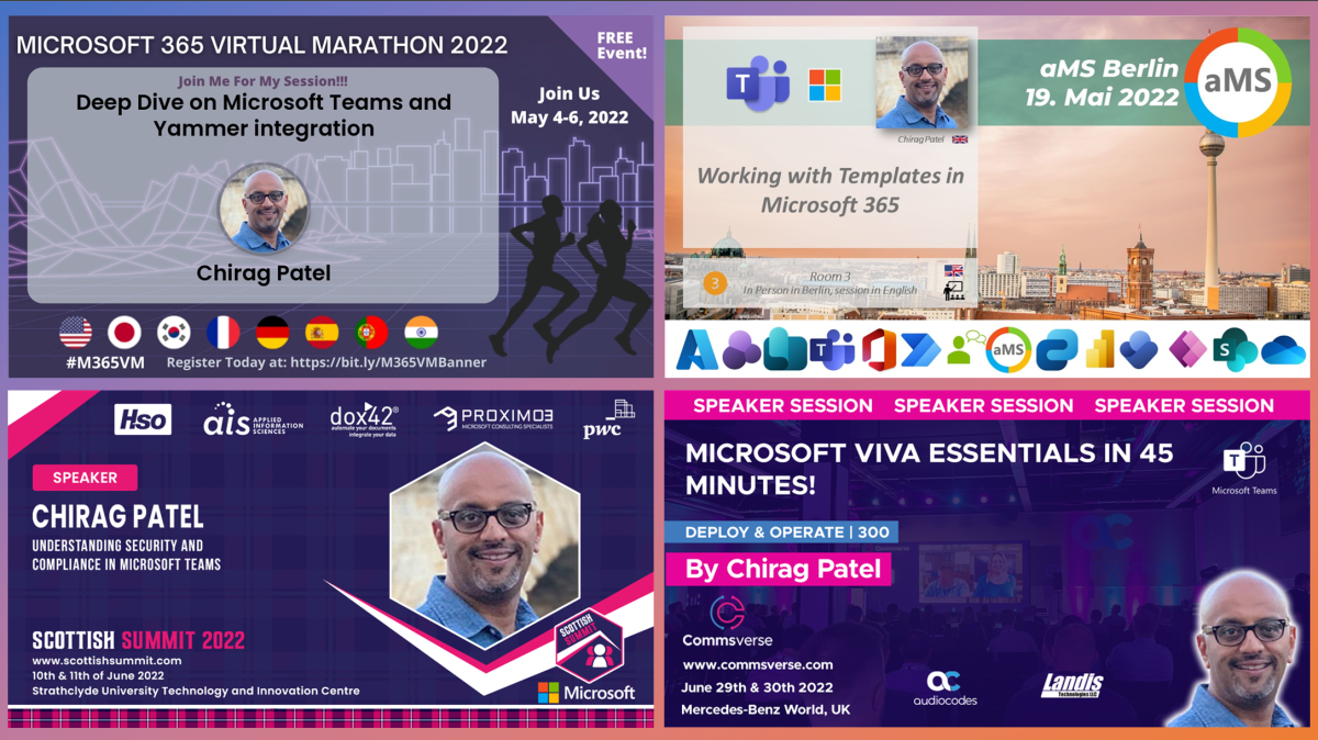 Speaking at Microsoft 365 Virtual Marathon, aMS Berlin, Scottish Summit ...
